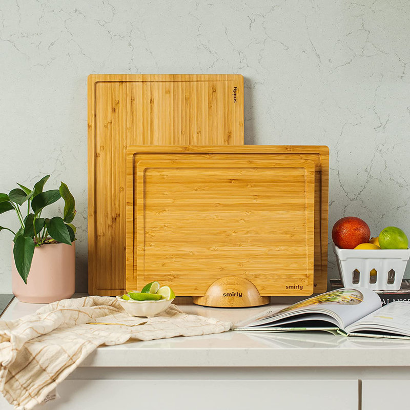 CG INTERNATIONAL TRADING Wooden Cutting Boards For Kitchen Bamboo Cutting Board Set Chopping Board Set Wood Cutting Board Set With Holder First Apartment Kitchen Essentials New Home Kitchen Accessorie...
